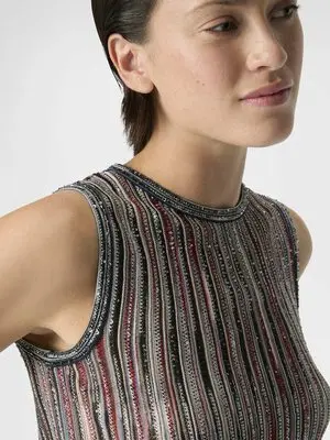 Missoni Ribbed Mixed Viscose Sleeveless Top With Sequins