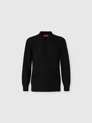 Missoni Long-sleeve Cotton And Wool Chevron Polo Shirt