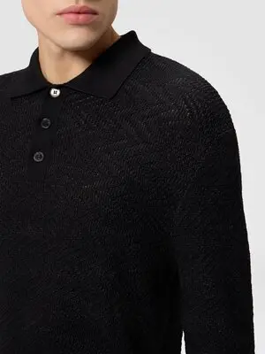 Missoni Long-sleeve Cotton And Wool Chevron Polo Shirt