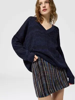 Missoni Wool And Viscose Mini Skirt With Woven Motif