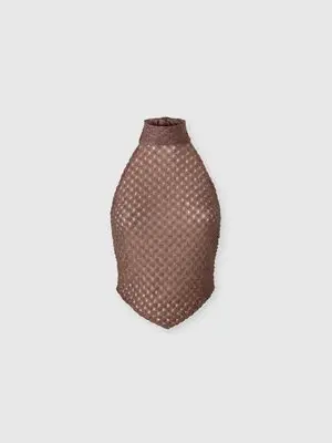 Missoni Scarf Top In Lamé Viscose With Spiderweb Motif - Brown