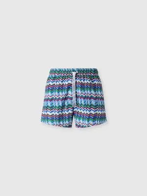 Missoni Mid-length Swim Shorts With Irregular Zigzag Print