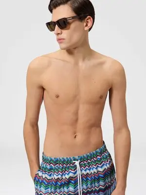 Missoni Mid-length Swim Shorts With Irregular Zigzag Print