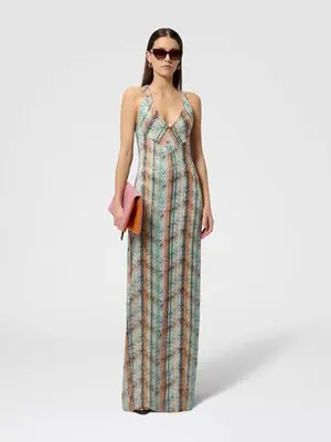 Missoni Sleeveless Multi-technique Mixed Viscose Lamé Gown