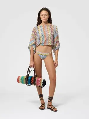 Missoni Viscose Lamé Cover-up Top With Batwing Sleeves - Multicoloured