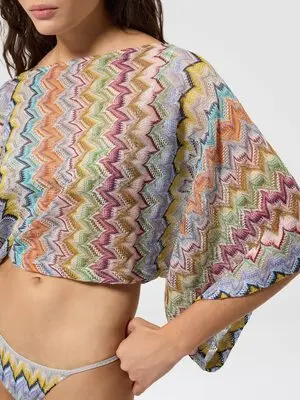 Missoni Viscose Lamé Cover-up Top With Batwing Sleeves - Multicoloured