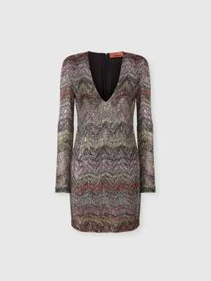Missoni Mini Dress With V-neck And Zigzag Pattern