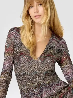 Missoni Mini Dress With V-neck And Zigzag Pattern