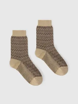 Missoni Short Lamé Knit Socks With Zigzag Pattern - Multicoloured
