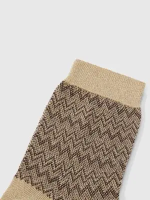 Missoni Short Lamé Knit Socks With Zigzag Pattern