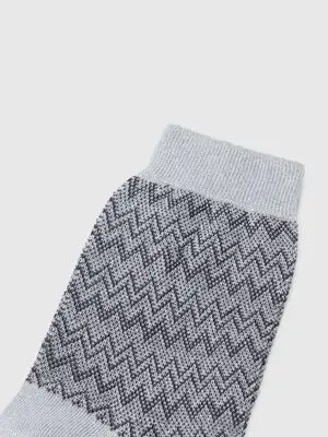 Missoni Short Lamé Knit Socks With Zigzag Pattern