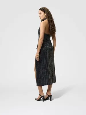 Missoni Ribbed Midi Skirt With Slit And Sequins