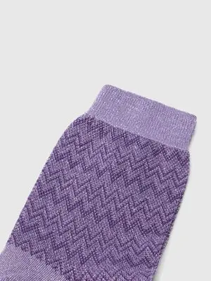 Missoni Short Lamé Knit Socks With Zigzag Pattern