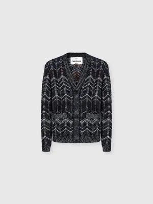 Missoni Cotton Chevron Cardigan With Ribbed Trims - Blue