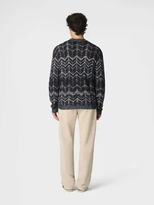 Missoni Cotton Chevron Cardigan With Ribbed Trims