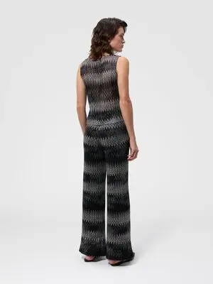 Missoni Viscose Lamé Chevron Palazzo Trousers