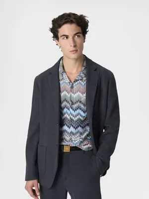 Missoni Single-breasted Blazer In Cotton And Viscose With Tone-on-tone Zigzag Pattern