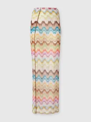 Missoni Long Pareo Skirt With Irregular Zig Zag Print
