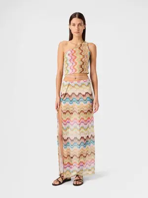 Missoni Long Pareo Skirt With Irregular Zig Zag Print