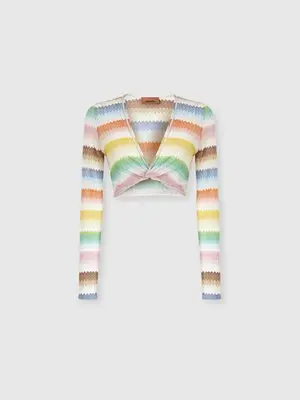 Missoni Long-sleeved Crop Top With Dégradé Zigzag Pattern