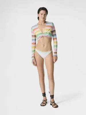 Missoni Long-sleeved Crop Top With Dégradé Zigzag Pattern