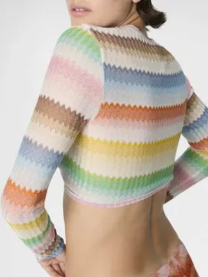 Missoni Long-sleeved Crop Top With Dégradé Zigzag Pattern