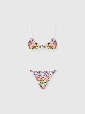 Missoni Bikini In Stretch Viscose With Lace And Zigzag Motif And Contrast Ties - Multicoloured