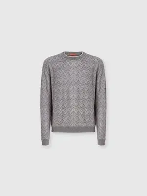 Missoni Crew-neck Cashmere Pullover With Zigzag Pattern - Grey