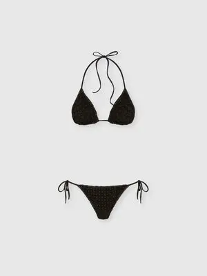 Missoni Triangle Bikini In Lamé Viscose With Raschel Workmanship - Black