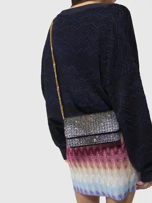 Missoni Leather And Canvas Wallet On Chain