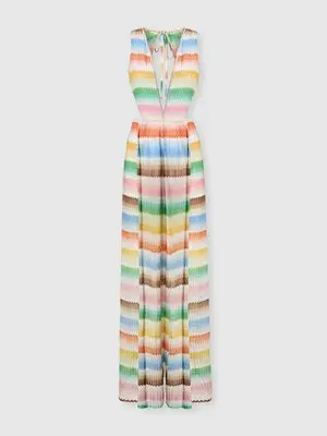 Missoni Long Dress With Dégradé Zigzag Pattern And Slits - Multicoloured