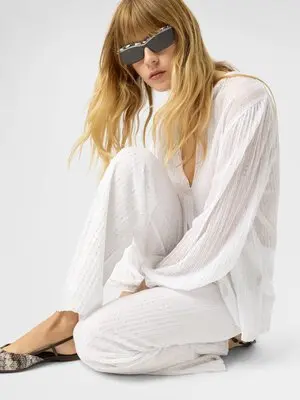 Missoni Ribbed Viscose Lamé Straight Trousers With Sequins