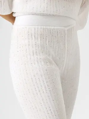Missoni Ribbed Viscose Lamé Straight Trousers With Sequins