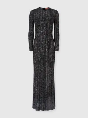 Missoni Long Crewneck Striped Knit Dress With Sequins - Multicoloured