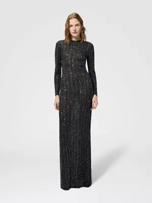 Missoni Long Crewneck Striped Knit Dress With Sequins - Multicoloured