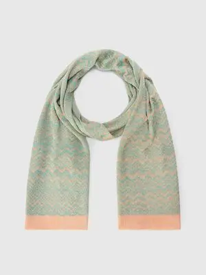 Missoni Zigzag Viscose-blend Scarf With Ribbed Edge - Multicoloured