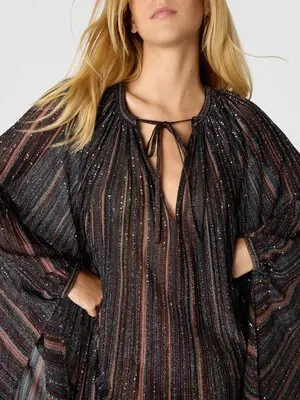 Missoni Ribbed Viscose Lamé Caftan With Wide Sleeves