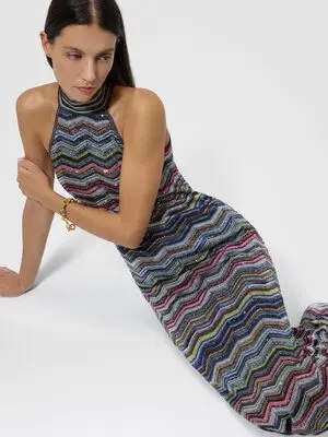 Missoni Long Dress With Halterneck And Sequins