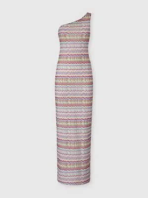 Missoni One-shoulder Cover-up In Printed Tulle With Zigzag Pattern - Multicoloured