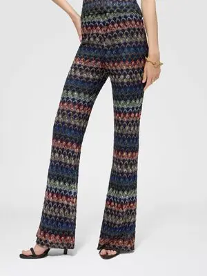 Missoni Flare Viscose Lamé Trousers With Lace Motif - Multicoloured