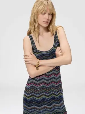 Missoni Chevron Knit Mini Dress With Sequins