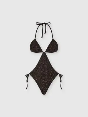 Missoni Zigzag Mesh Trikini With Sequins - Brown