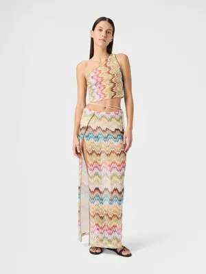 Missoni One-shoulder Asymmetrical Printed Zig Zag Motif Top