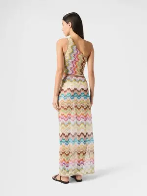 Missoni One-shoulder Asymmetrical Printed Zig Zag Motif Top