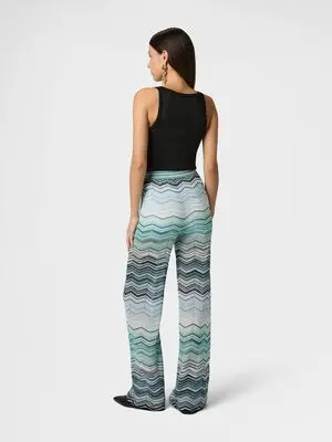 Missoni Wide Chevron Lamé Viscose Trousers With Sequins