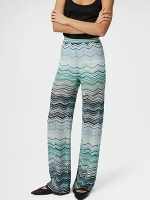 Missoni Wide Chevron Lamé Viscose Trousers With Sequins