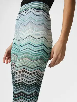 Missoni Wide Chevron Lamé Viscose Trousers With Sequins
