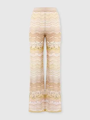 Missoni Wide Chevron Lamé Viscose Trousers With Sequins