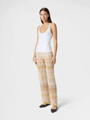 Missoni Wide Chevron Lamé Viscose Trousers With Sequins