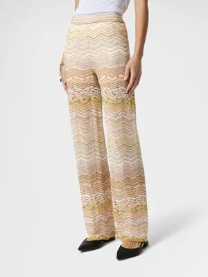 Missoni Wide Chevron Lamé Viscose Trousers With Sequins